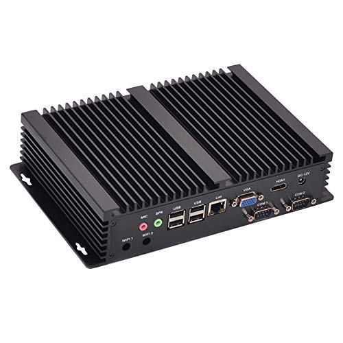 HUNSN Fanless Industrial PC, Mini Computer, Intel Celeron 2955U 2957U, Windows 11 or Linux Ubuntu, IM03, AC WiFi, BT4.0, VGA, HDMI, LAN, 2 x COM RS232, 6 x USB2.0, 8G RAM, 128G SSD