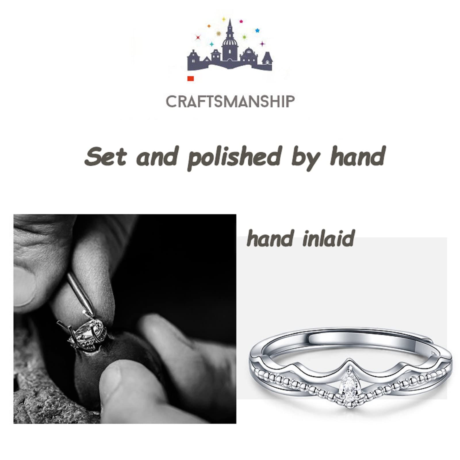 JASXEYO wedding ring sets for him and her,promise rings for couples,promise rings for her,matching rings for couples,dainty rings,Adjustable Princess and Knight Rings Set His and Hers (women's)