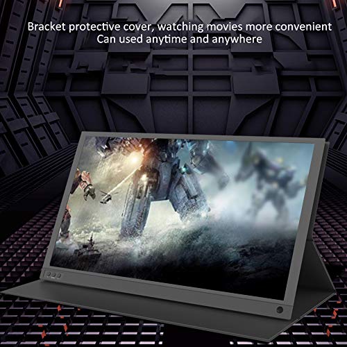 Luqeeg 15.6 Inch Portable Ultra Thin Display, 1920X1080 Resolution IPS Screen Monitor with Bracket Protective Cover, Support for Mobile Phone Extension Display and Display with Same Screen