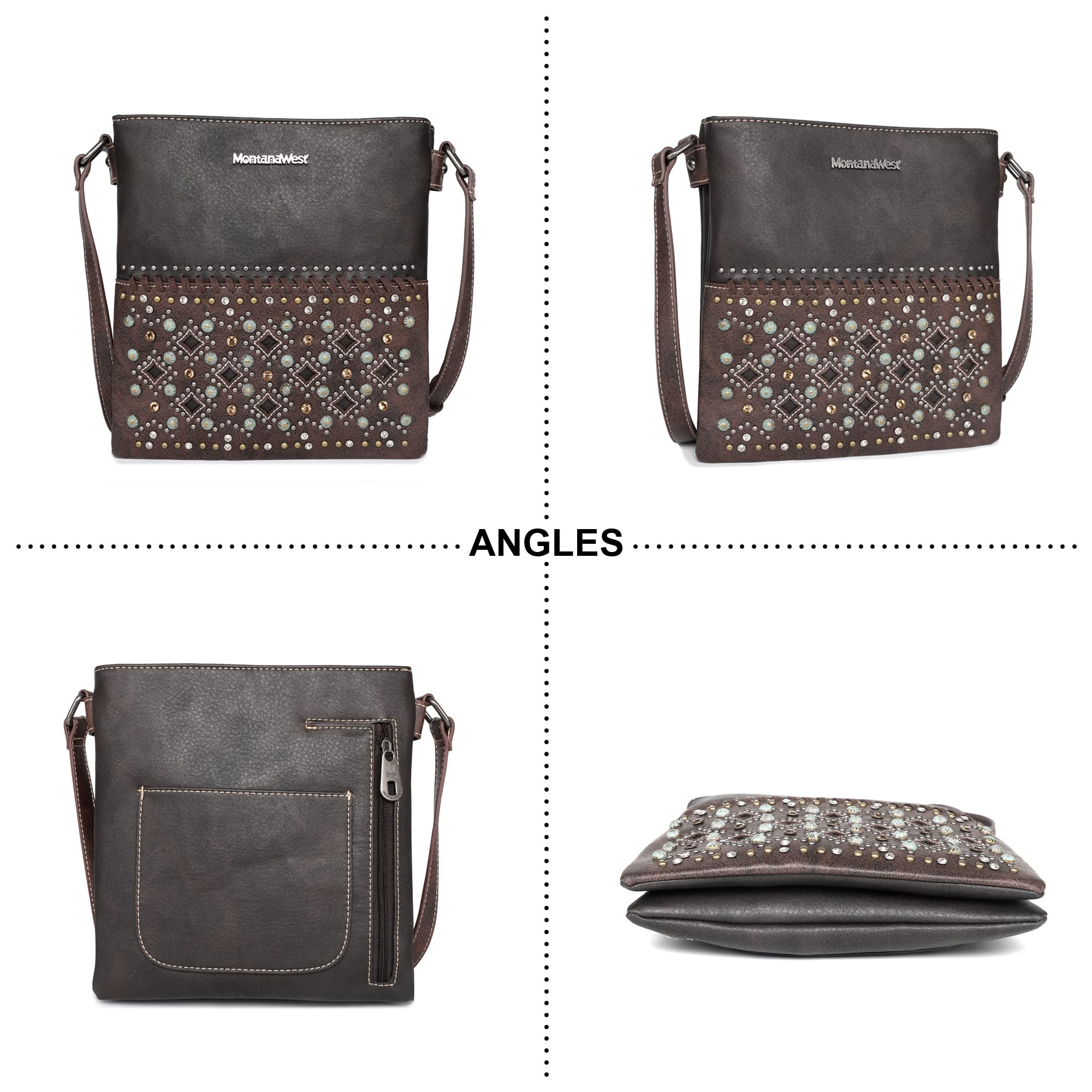Montana West Vegan Leather Concealed Carry Crossbody Bag Western Purses for Women MBB-MW1068G-9360CF Coffee