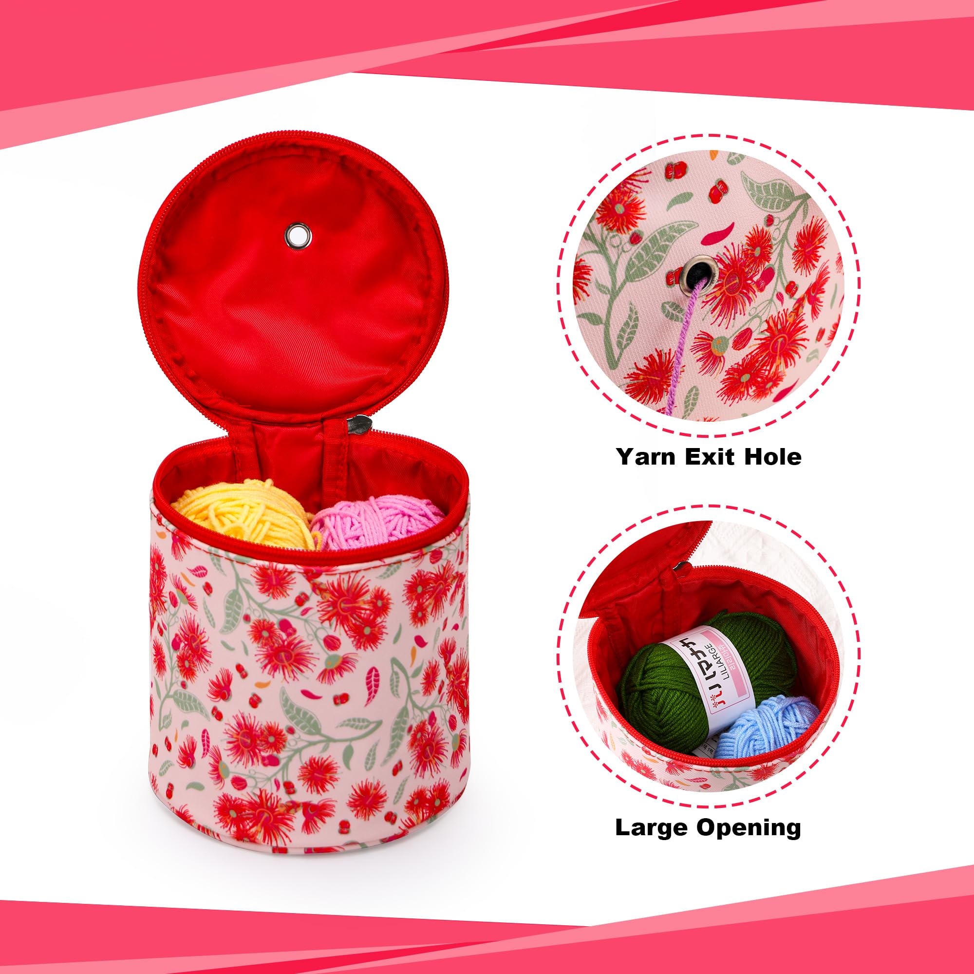 Qukou Yarn Storage Portable Bag, Knitting Bag, Small Size Knitting Projects Organizer for Yarns, Zipper Storage Bag(Taraxacum mongolicum)