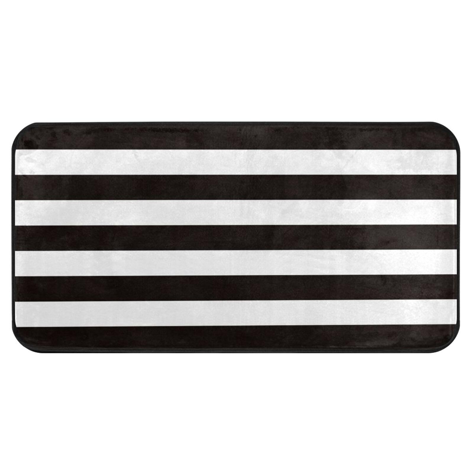 Kitchen Floor Mat White Black Stripe Non-Slip Kitchen Rug Comfort Rug for Floor, Office, Sink, Laundry 39 x 20 Inch