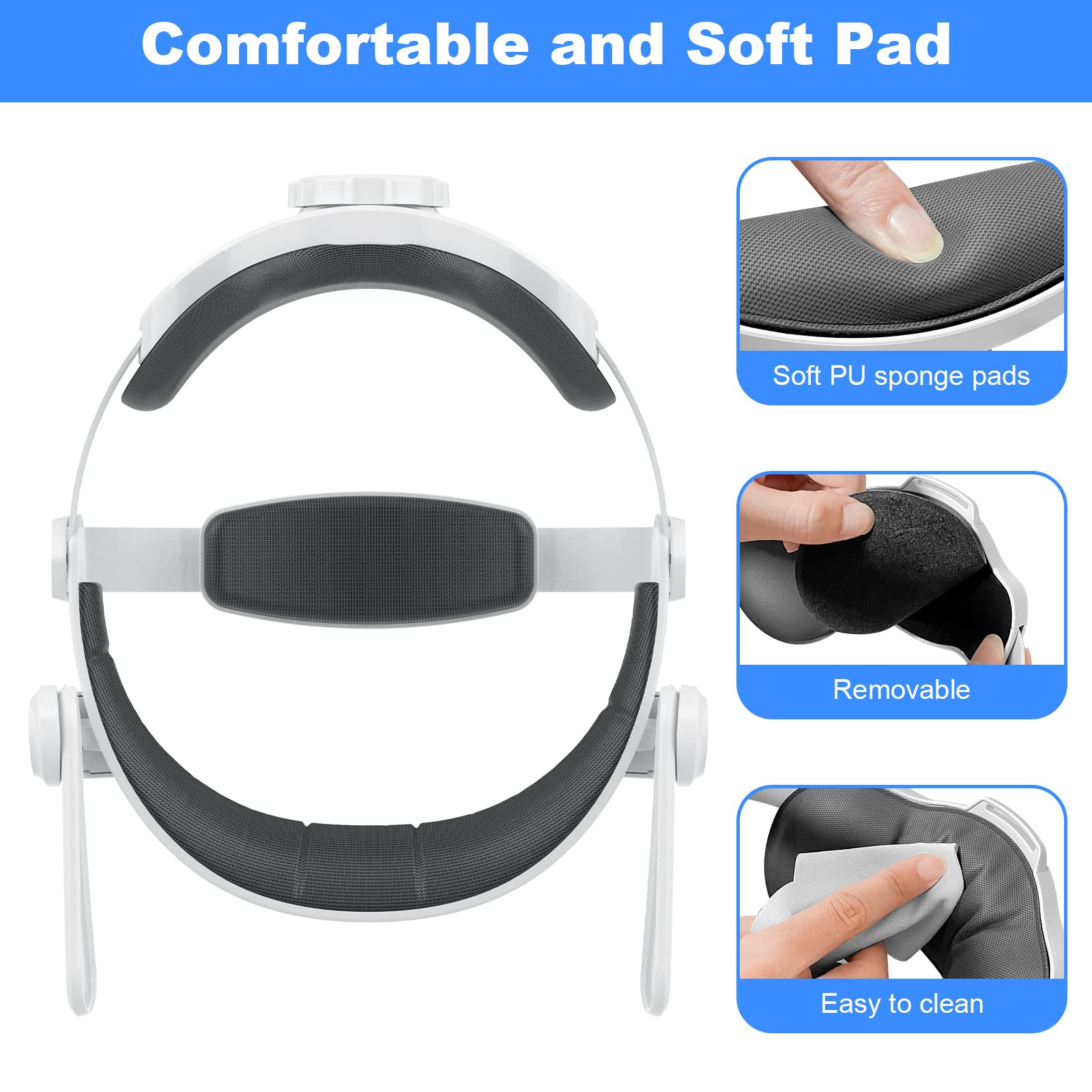 Head Strap & VR Stand for Oculus Quest 2, Replacement Adjustable Strap for Quest 2 Elite Straps, VR Stand Display Holder and Controller Mount Station, White