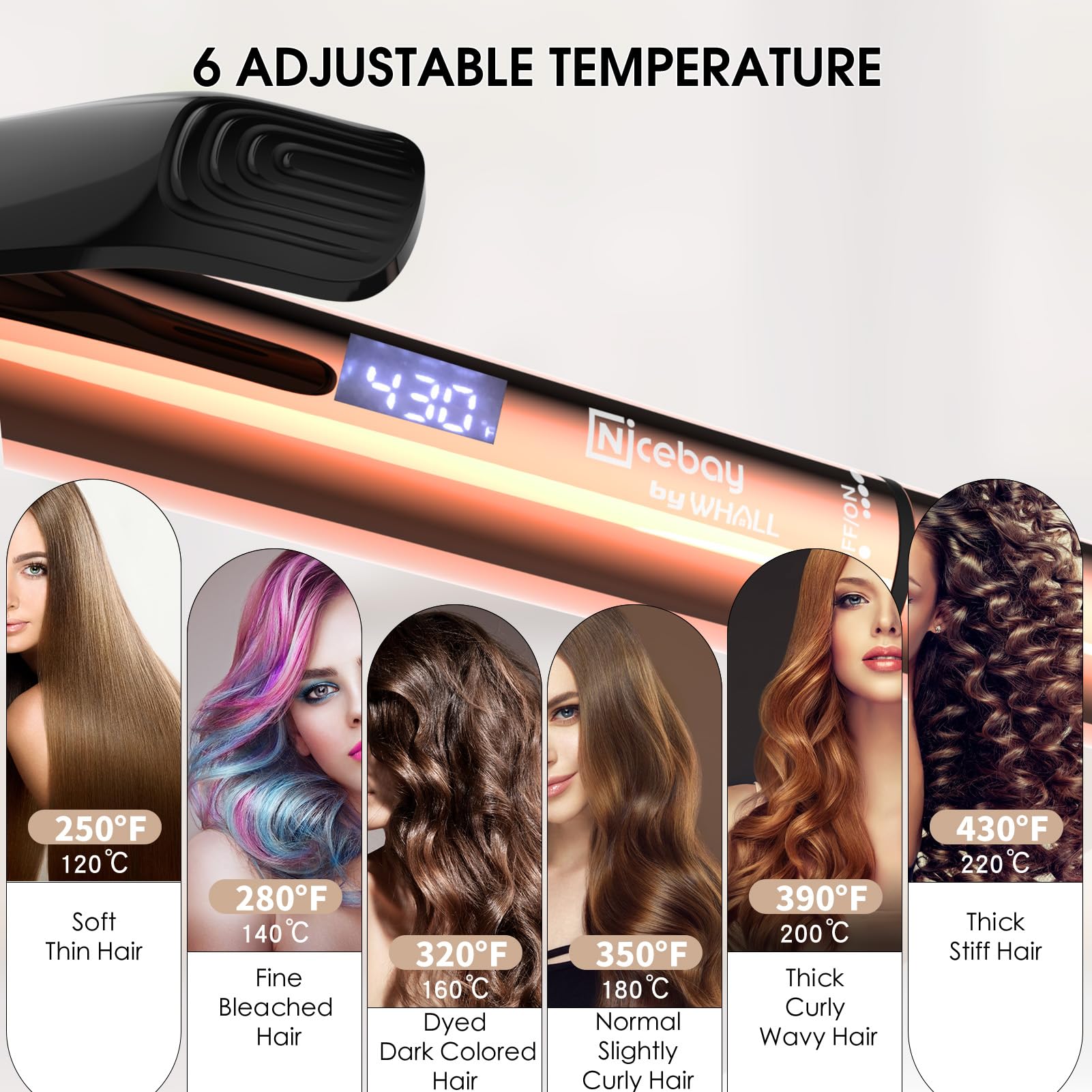 Nicebay Curling Iron, 1 Inch Hair Curling Iron with Ceramic Coating, Professional Curling Wand, Fast Heating up to 430°F, Temperature LED Display, Wide Voltage for Worldwide, 60 Mins Auto Off