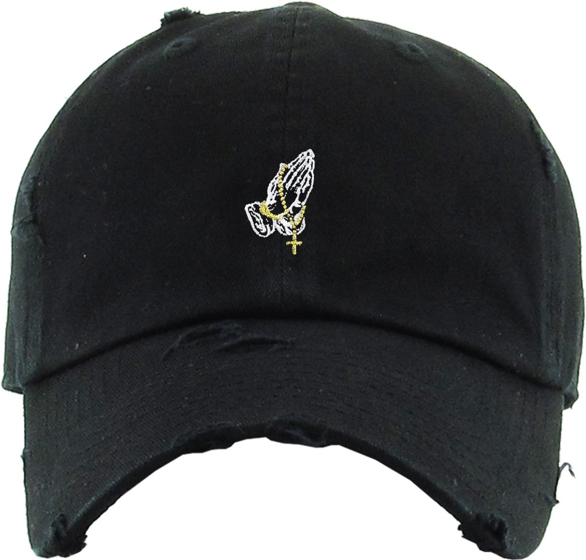 KBSV-3079V BLK Praying Hands Rosary Savage Dad Hat Baseball Cap Unconstructed Polo Style Adjustable Unisex