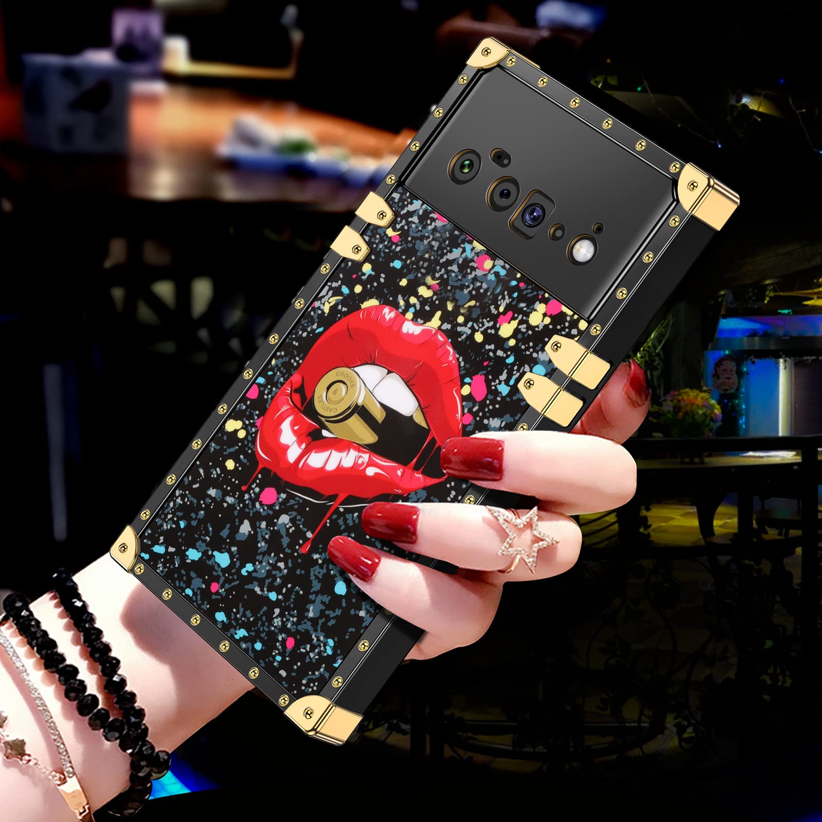 JAKPDE for Google Pixel 6 Pro 5G 2021 Case with Kickstand Cute Cover for Girls Women TPU Luxury Case with Strap Shockproof Protective Heavy Duty Case Compatible with Google Pixel 6 Pro 5G 2021 Black