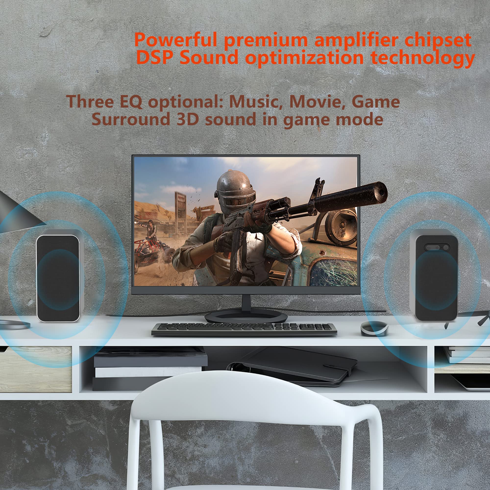 KEiiD Bluetooth Computer Speakers with Aluminum Housing PC Speakers for Laptop Desktop Gaming Stereo Wireless Speaker