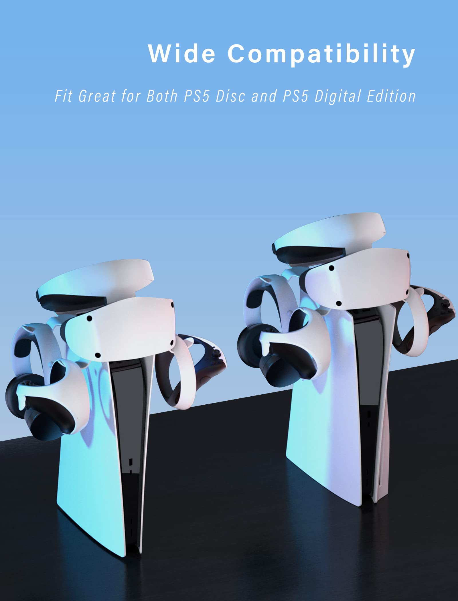 Headset Stand with Charging Cable Station for PSVR2, Plasytation PS VR2 PS5 VR 2 Accessories, PSVR 2 Controller Charger (White)