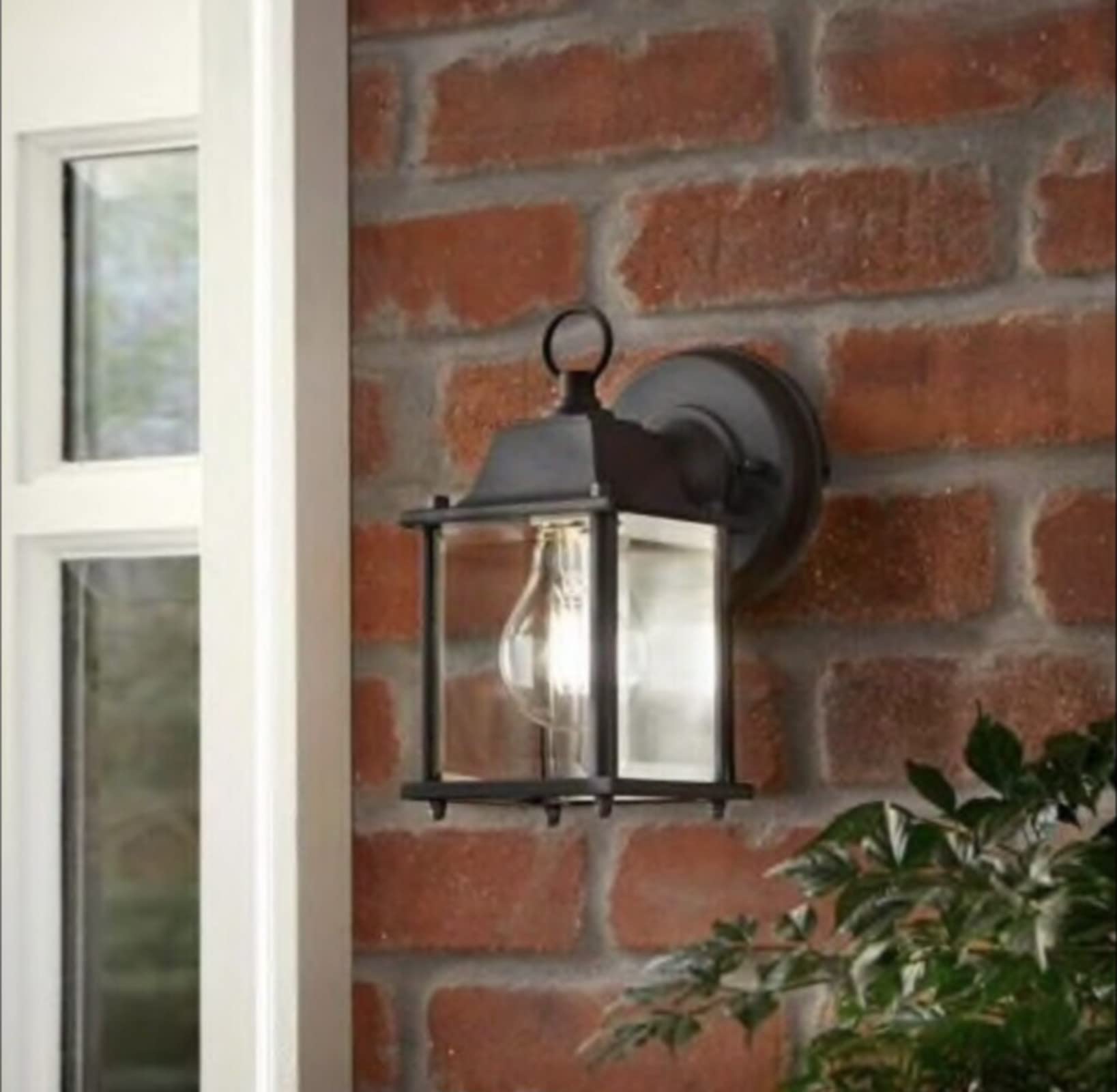 Home Decorators 8.5” Black Outdoor Coach Wall Lantern Wet Locations Clear Glass