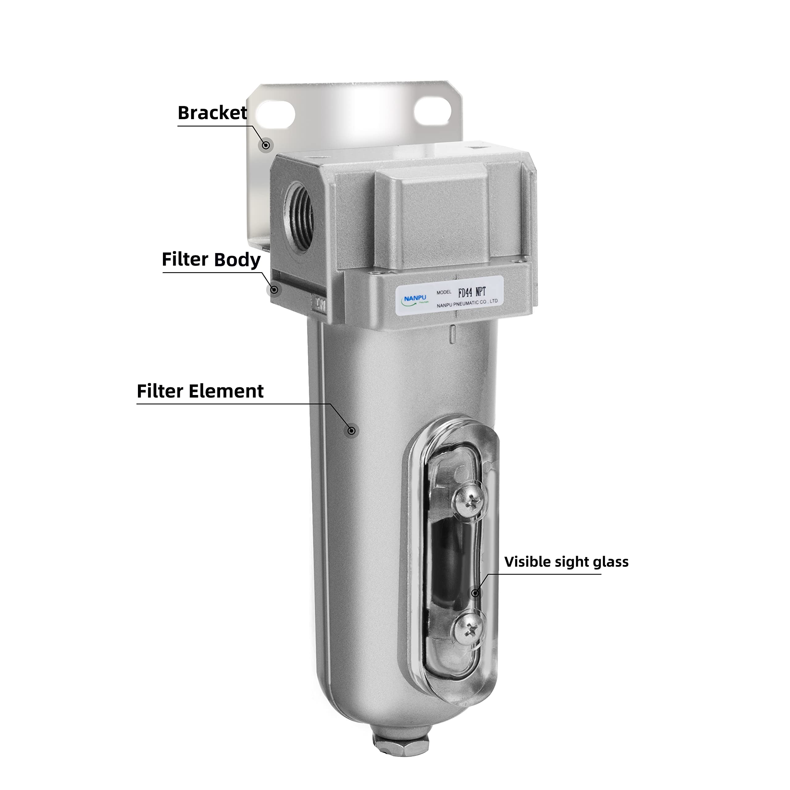 NANPU Industrial Grade Heavy Duty Compressed Air Desiccant Dryer, in Line Filter, Moisture Trap, Water Separator, Suitable for Paint Spray & Plasma Cutter (3/4" NPT)