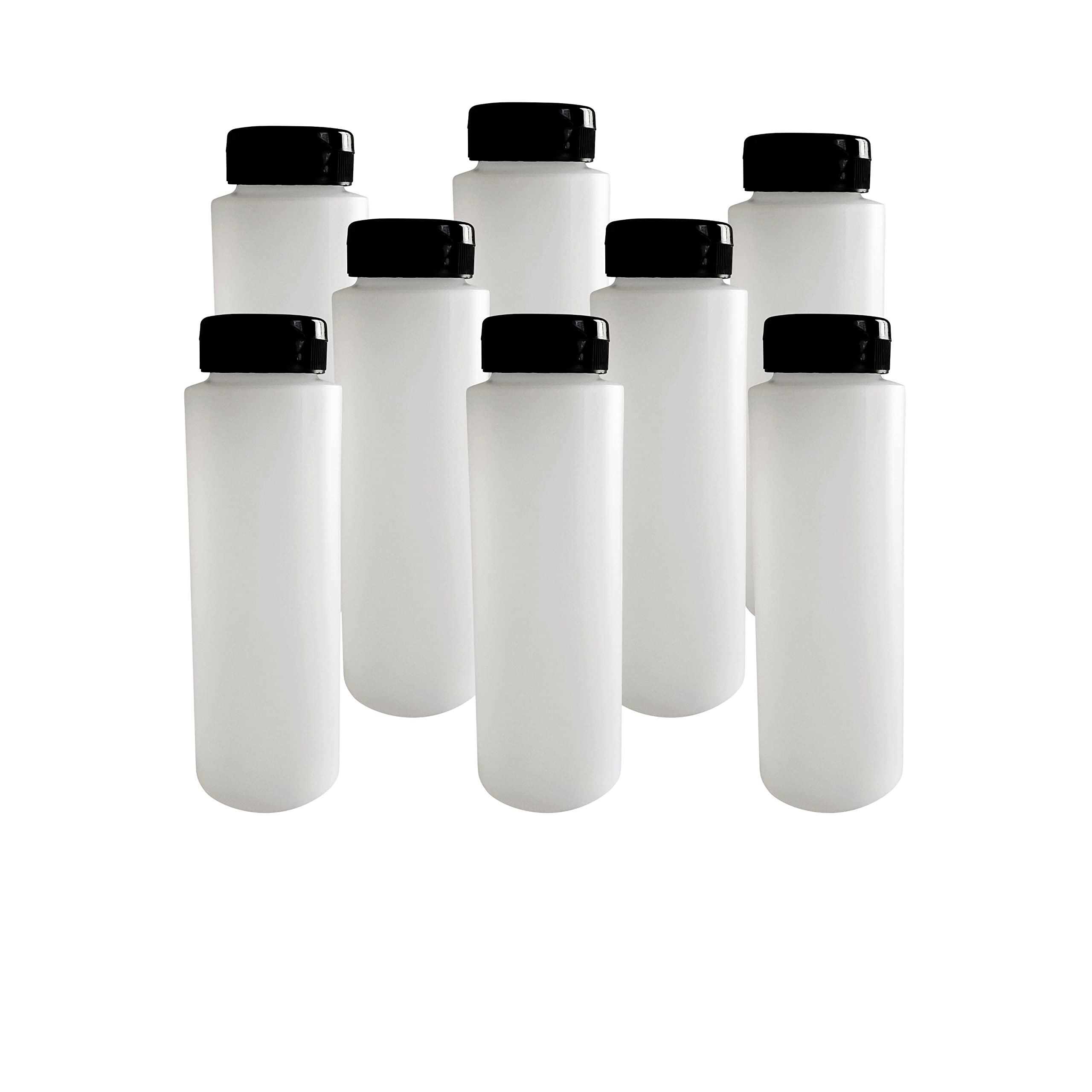 kelkaa 16oz HDPE Plastic Squeeze Bottles with Wide Mouth Opening, Black Flip Top Caps for Condiments and Any Thick Liquid Products, MultiPurpose Refillable Empty Bottles, Cap Size 38mm400 (Pack of