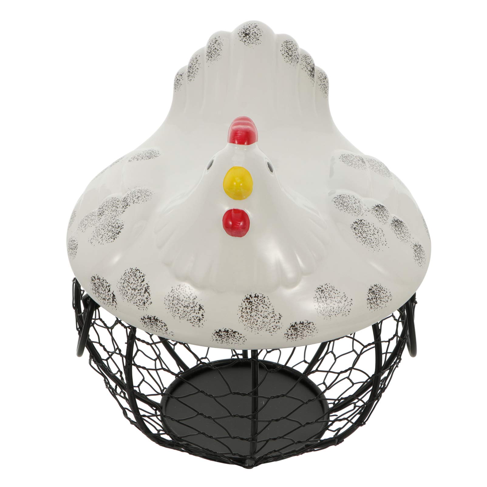 Kichvoe 1pc Egg Basket Chicken Egg Holder Basket Egg Holder Countertop Egg Storage Wire Food Snack Basket Round Chicken Egg Wicker Storage Basket Iron Basket Cover Ceramic Desk White Fruit