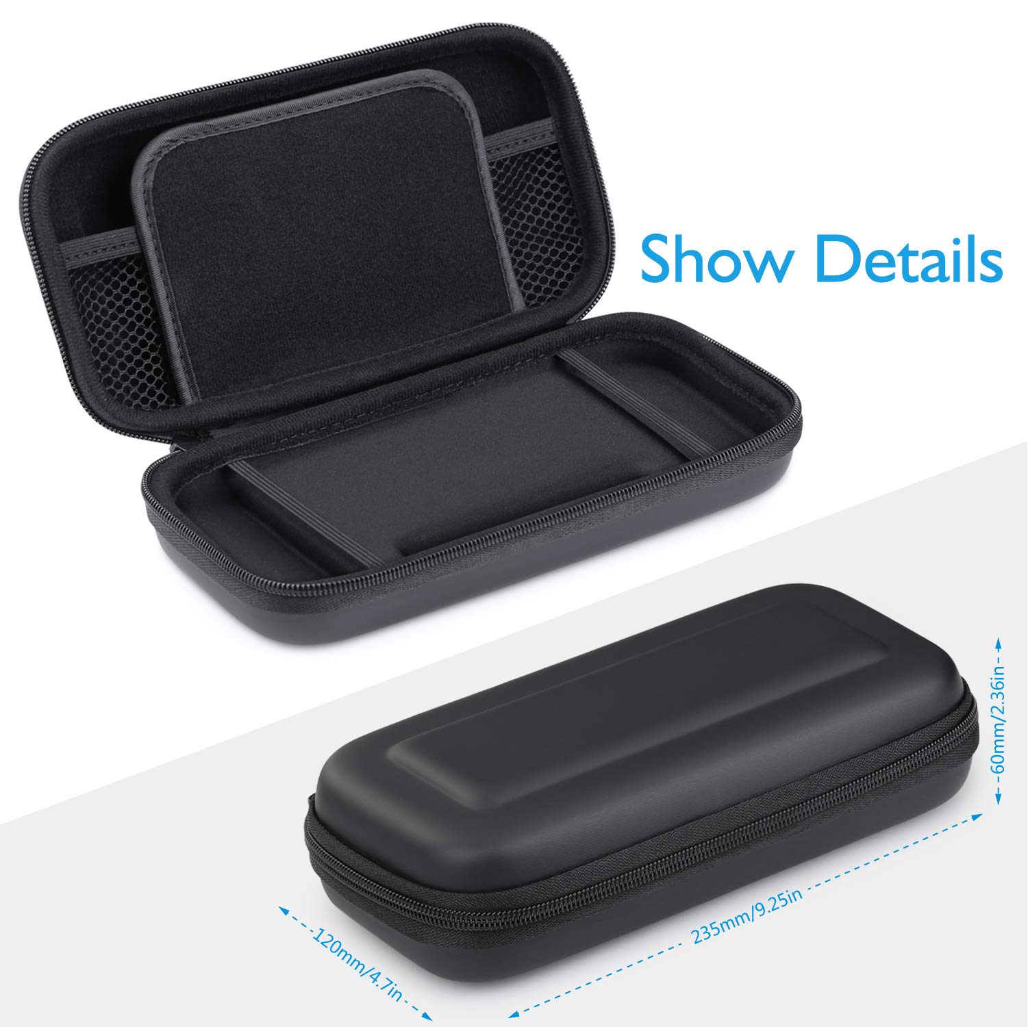 HEYSTOP Carrying Case Compatible with Nintendo Switch Lite with 2 Pack Screen Protector, Protective Hard Shell Travel Carrying Convex Case Pouch for Nintendo Switch Lite Console, Grey