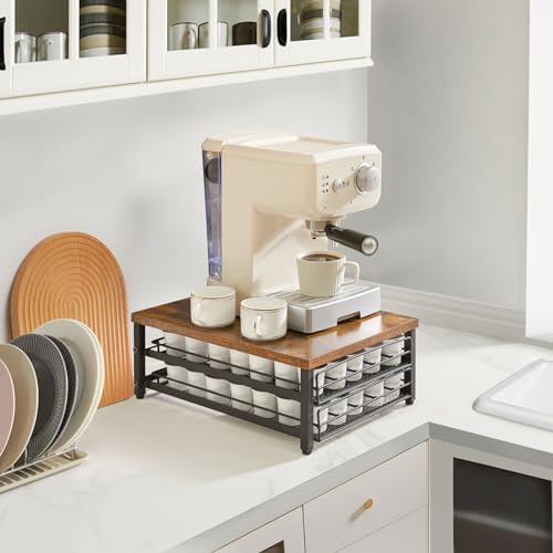 IBUYKE 2-Tier Coffee Pod Drawer Holder for K Cup, Capsule Pods Storage Organizer, Compact Under Coffee Pot Storage Drawer, Slim Home Kitchen Counter Organizer TCJ002H
