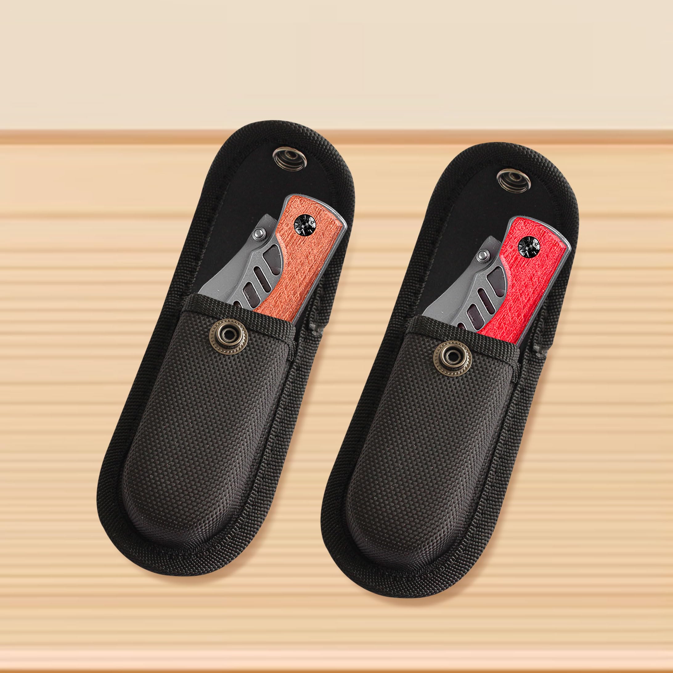 Obfuscate Nylon Pocket Knife Sheath for Carrying Folding Knives and Accessories with Snap Closure and Vertical Carry Belt Loop Belt Knife Holster Nylon Utility Holster of Outdoor or EverydayUse 4 PCS