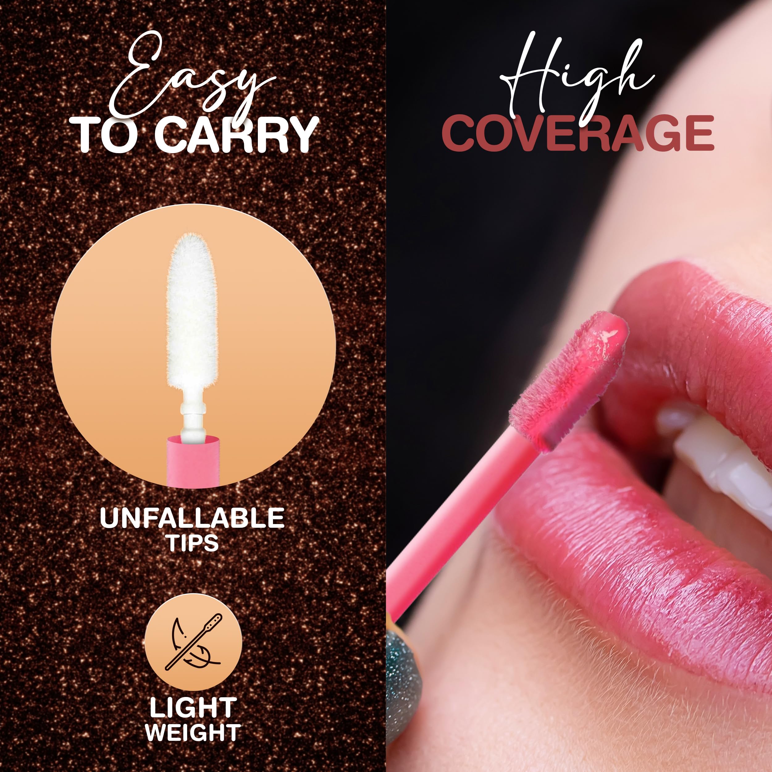 Lip Applicators Disposable 200 Pcs - Disposable Lip Wands Made with Soft Bristles, Disposable Lip Brushes for Lipstick, Perfect for Lips, Eyes and Makeup Applications