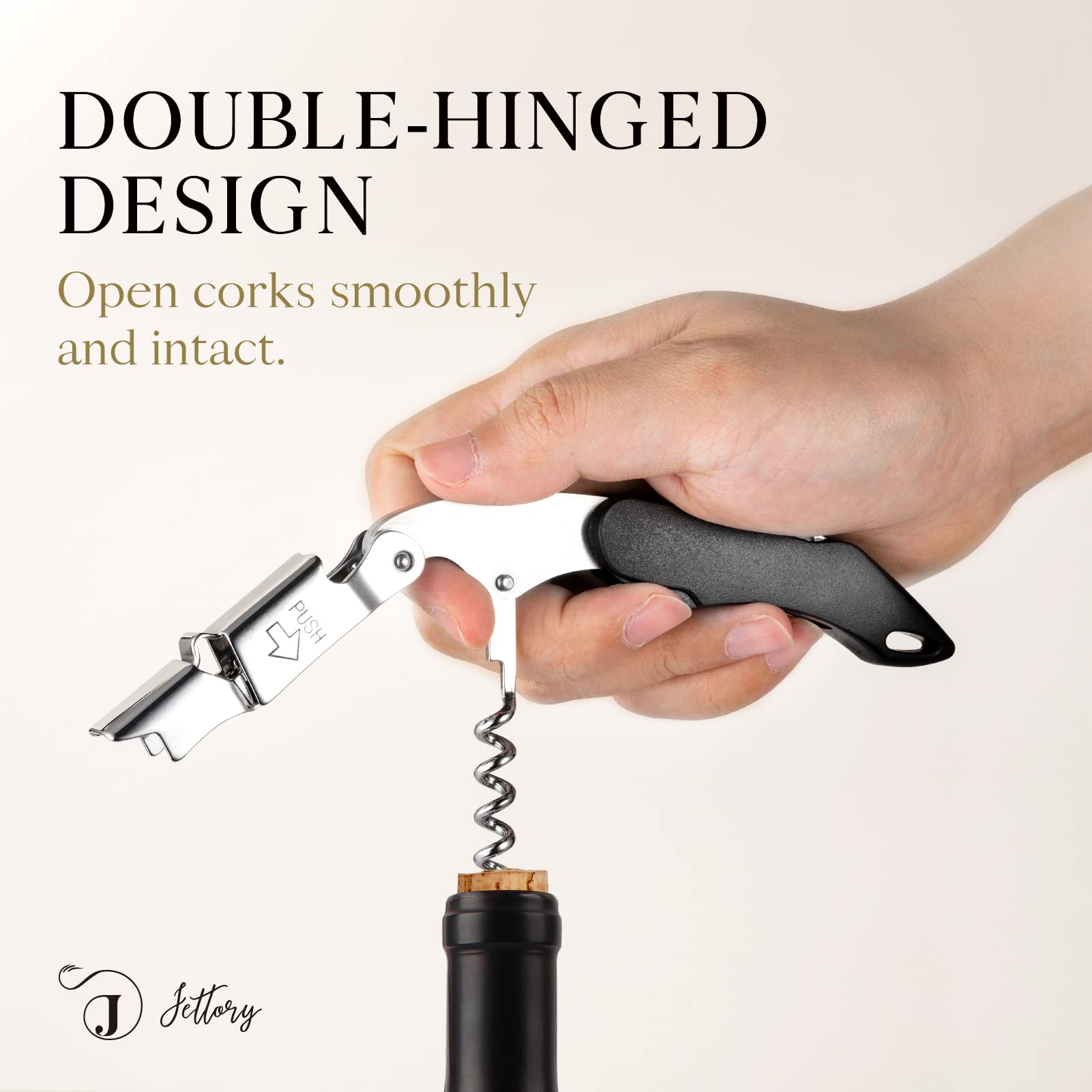 Jettory Wine Opener, Premium Waiters Corkscrew w/Foil Cutter & Cap Remover for Wine Bottle, Sturdy Stainless Steel Wine Key for Servers Waiters and Home Use