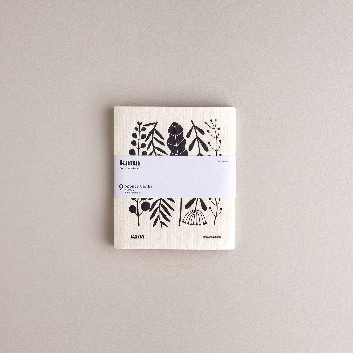 Kana Swedish Dish Cloths | 9X Designer Swedish Dish Clothes Made in Sweden from FCS Cellulose and Cotton | for Washing Dishes and Cleaning | Reusable Kitchen Dishcloths | Designed by Monika Lang