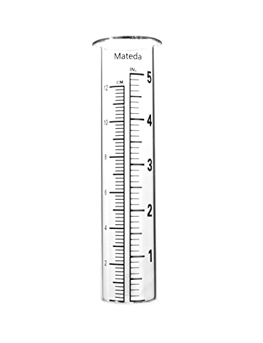 Mateda 5" Capacity Rain Gauge Glass Replacement Tube, Lip Design, Great for Yard Garden Outdoor Home (2)