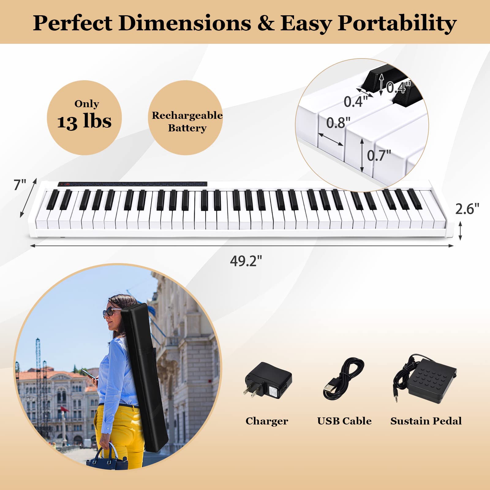 HONEY JOY Digital Piano 88 Key Semi-Weighted, Full Size Portable Electric Piano Keyboard with Sustain Pedal, MIDI Touch Sensitive Keyboard with Bluetooth, Musical Teaching Keyboard Toy (Black)