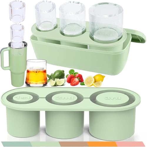 Ice Cube Tray For Stanley Cup 30-40 Oz,Silicone Stanley Ice Mold For Stanley Cup,Cylinder-Shaped Stanley Cup Ice Mold With Lid For Drinks, Coffee And Cocktails,Whiskey,Easy Fill And Release,BPA Free