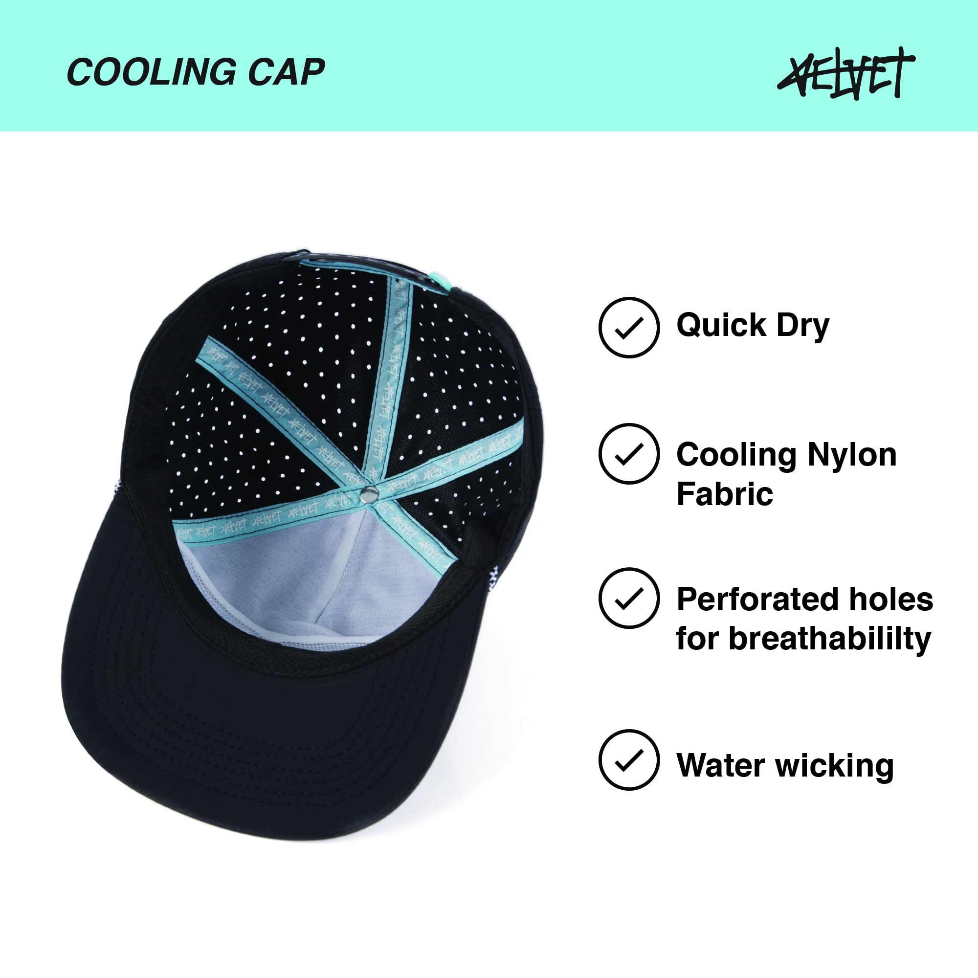 Hydro Waterproof Men's Hat, Sports Performance Snapback Cap with Rope, Water Proof Baseball Hat for Golf, Running, Gym, Boating, Moisture Sweat Resistant, One Size Fits All Melins, Unisex Black