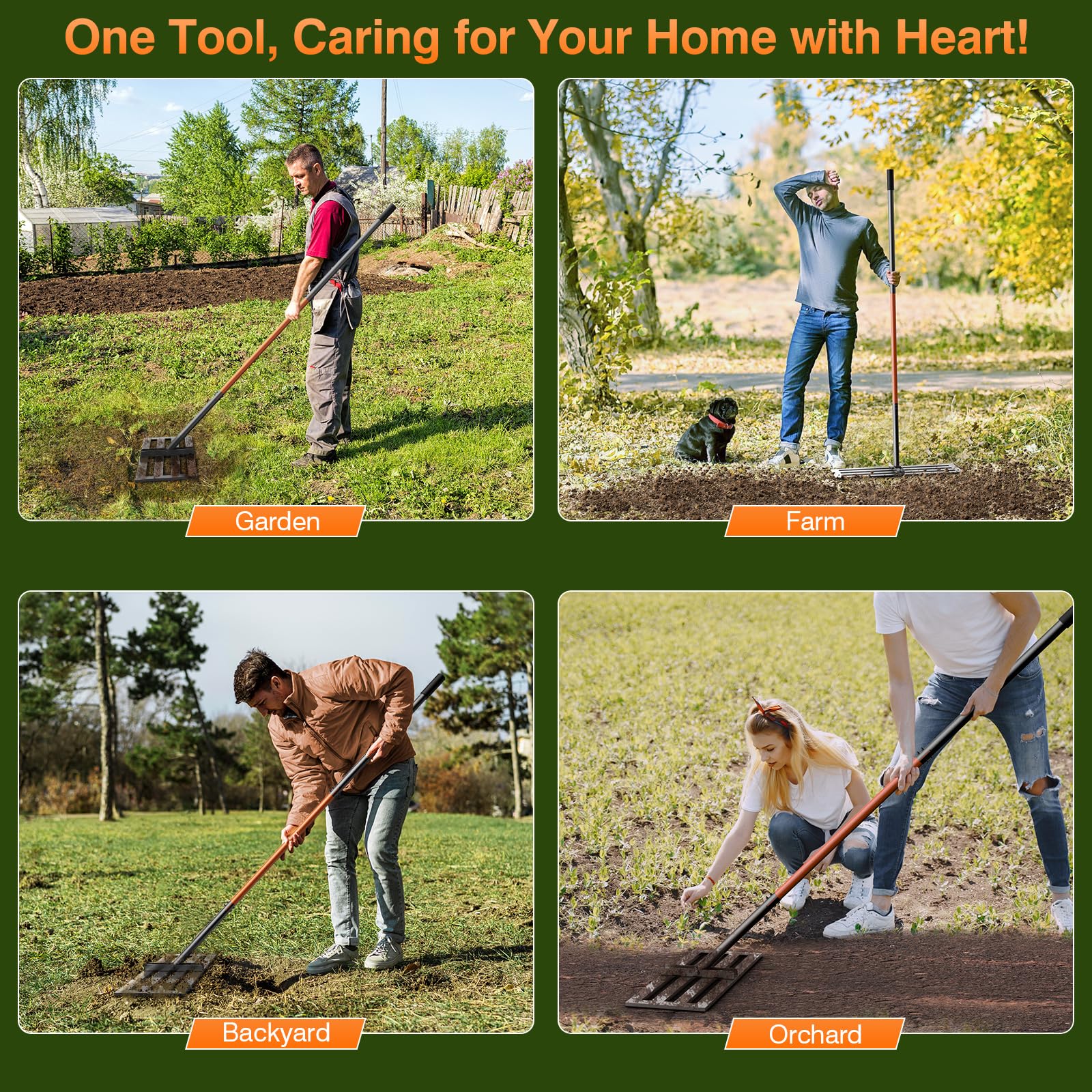 Lawn Leveling Rake, 30''x10'' Leveling Rake, 78 inch Handle Length, Stainless Steel, Adjustable Handle Lawn Leveler Rake for Backyard, Garden, Golf Course, Farm & Pasture, Professional Lawn Care Tool