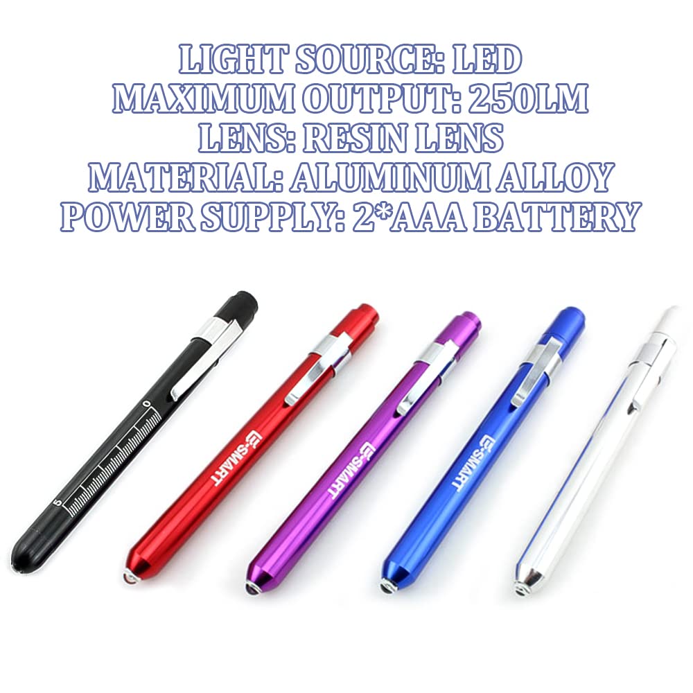 LINNNZI Pen Light for Nurses, 10 Pack LED Medical Pen Light with Pupil Gauge and Ruler - Reusable White & Warm Light LED Torch with Pocket Clip for Students Doctors Daily Use