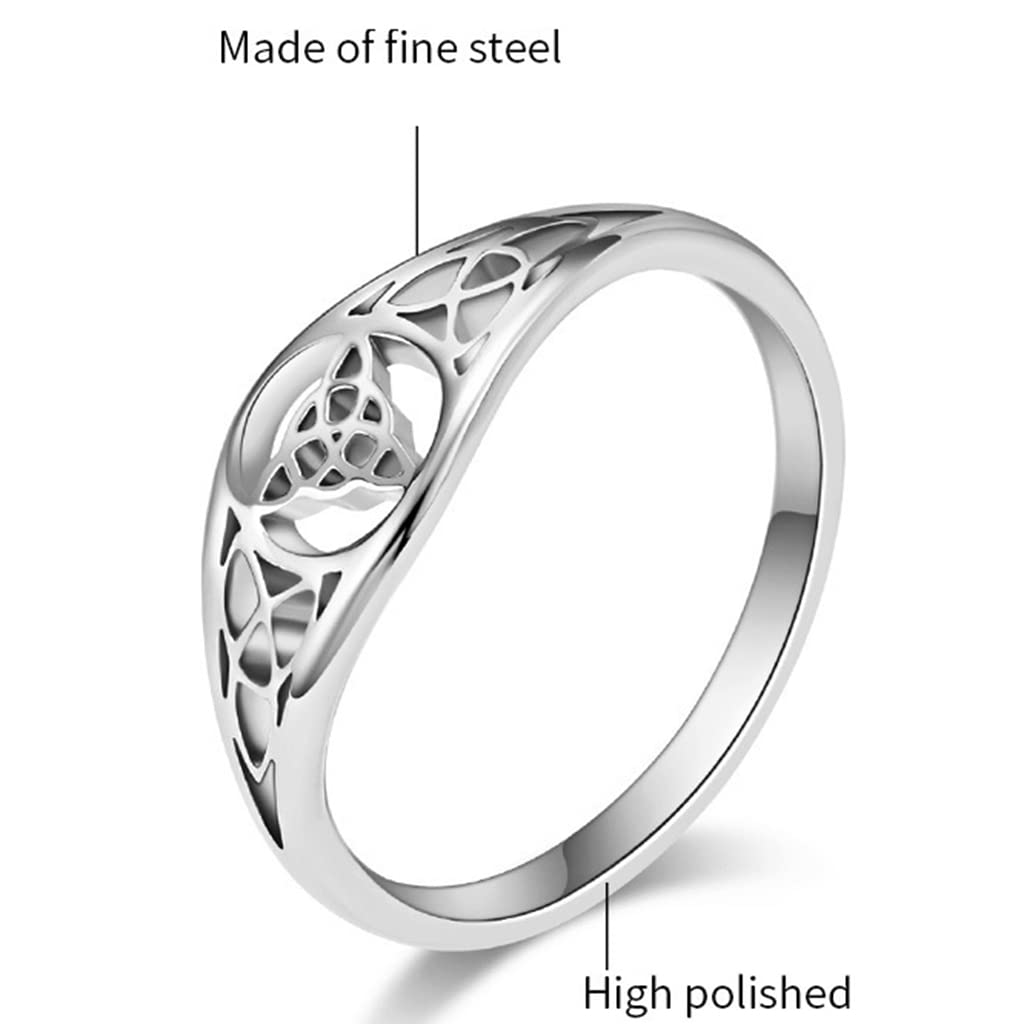 Jude Jewelers Stainless Steel Classic Plain Celtic Knot Pattern Wedding Statement Promise Anniversary Ring (Silver, 8)