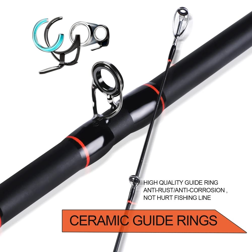 LIRUXUN Portable 4 Section Fishing Rod1.8m-2.4m Light Carbon Fiber Rubber Handle Spinning Casting Carp Rod ( Color : D , Size : 2.4 m )