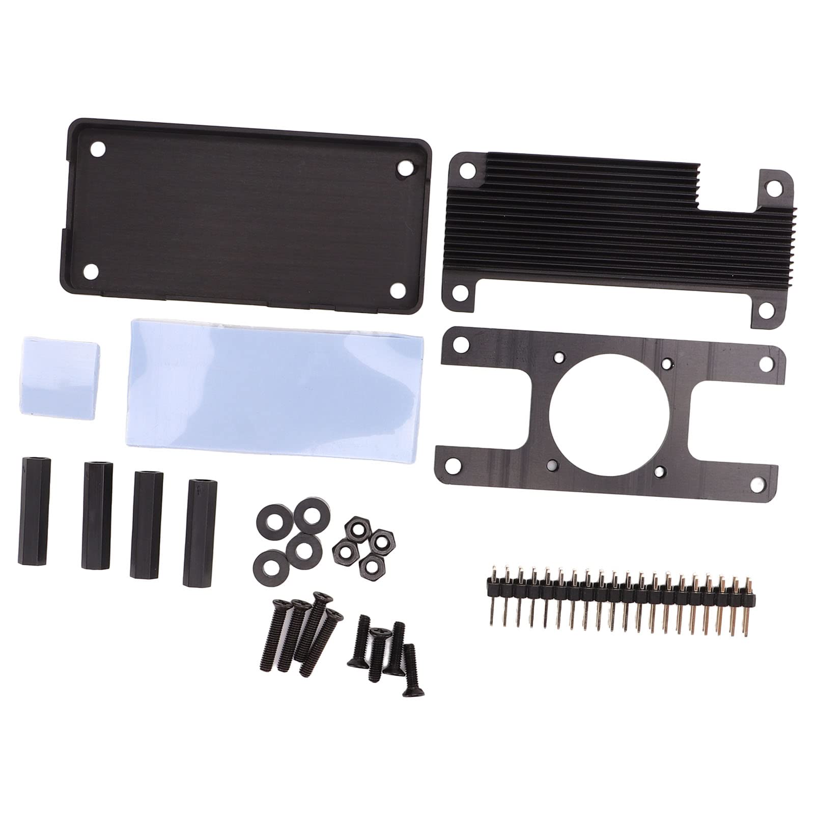 Passive Cooling Enclosure, Aluminum Alloy Passive Cooling Case Rigid and Fast Heat Conduction (Black Pin Header)