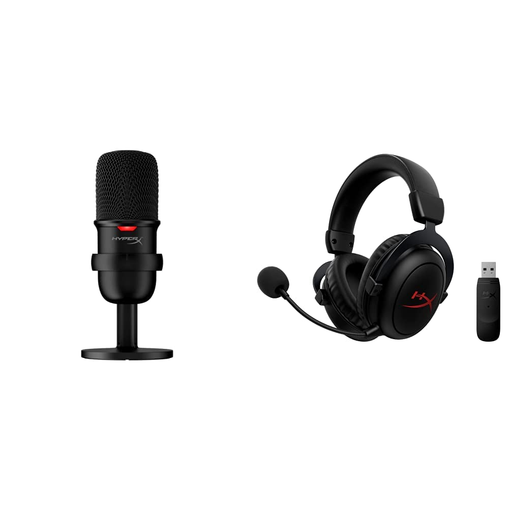 HyperX Cloud Core Wireless Gaming Headset + SoloCast USB Condenser Microphone Bundle