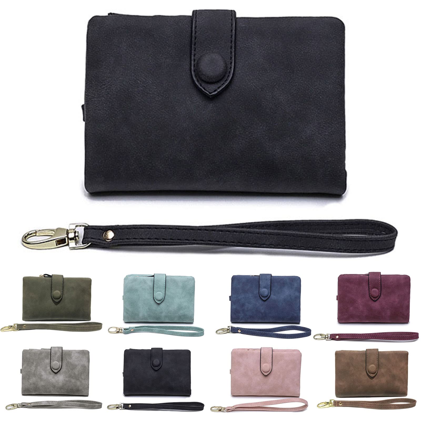 lanyuke Small Trifold Leather Wallet For Women - [2023 NEW] Mini RFID Credit Card Frosted Wallet for Travel (Black)