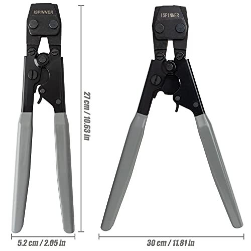 ISPINNER PEX Crimping Tool, Clamp Cinch Crimp Tool Crimper for Stainless Steel PEX Clamps from 3/8" to 1", with 40pcs PEX Crimp Rings 3/8" 1/2" 3/4" 1"