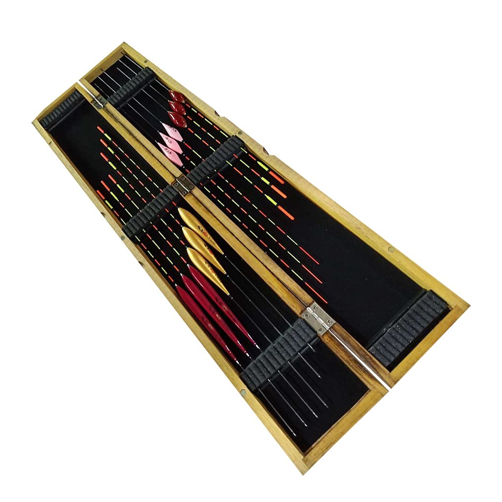 JIAMEI 12pcs Balsa Wood Fishing Corks Angling Tackle Tool Accessoris Bobbers with Paulownia Wood Box