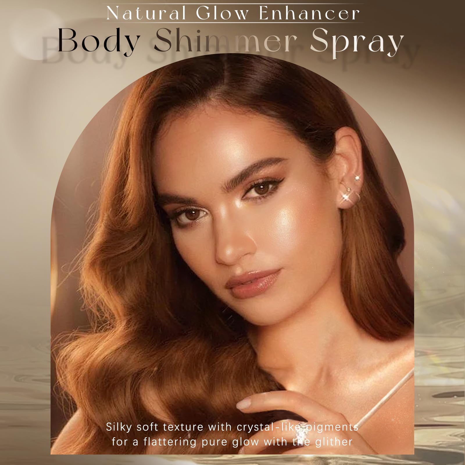 HOSAILY Body Glitter Spray, Moisturizing Bronze Body Shimmer Luminizer Glow Illuminator Quick-Drying and Non-Sticky Glitter Spray Liquid Highlighter Spray for Face Hair Body Glitter, 60ML -Rose Gold