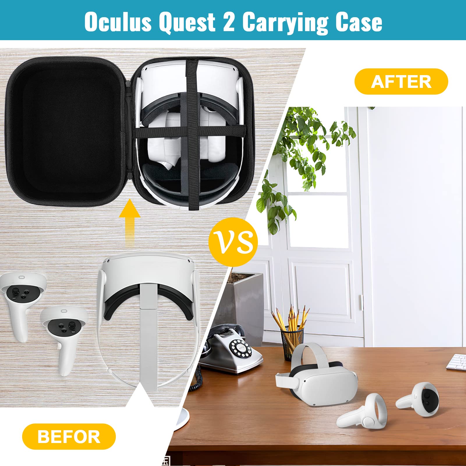 Laelr Quest 2 Carrying Case, Quest 2 Case Hard Carrying Travel Case, Protective Case for Travel and Home Storage for Quest 2, Pico Neo3 VR Glasses, Elite Headset, NOLO Sonic Headset