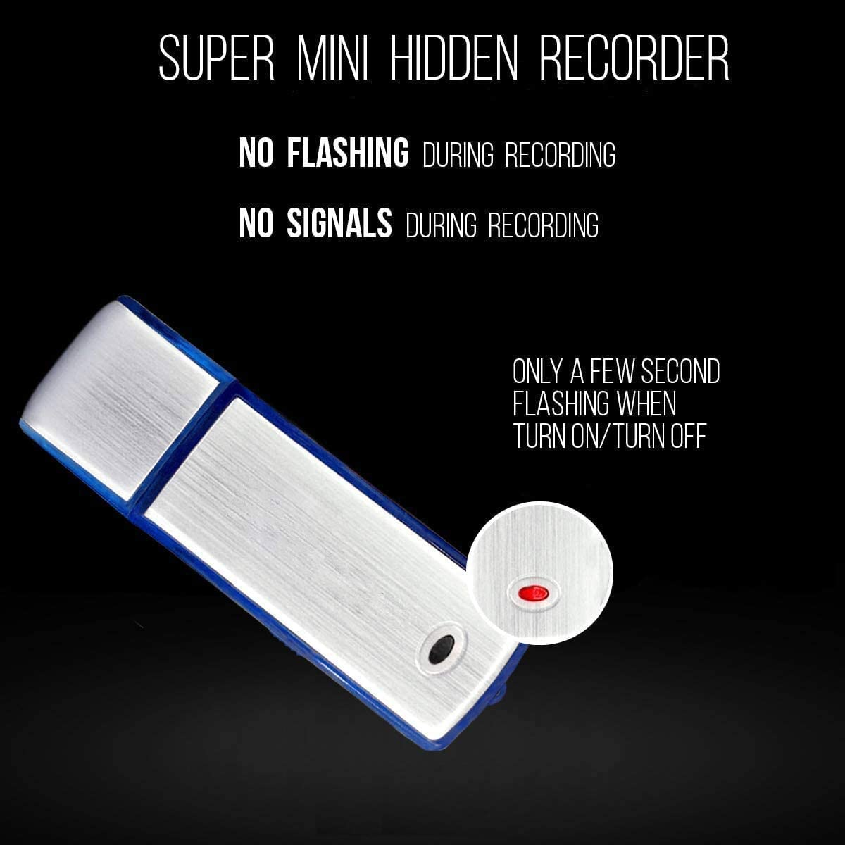 Mini Digital Voice Recorder 16GB USB Flash Drive and Mp3 Function HD Lossless Noise Reduction AI Smart Voice Recorder Flash Drive for Lectures Meetings Interviews and Transfer Files (Blue Edge)