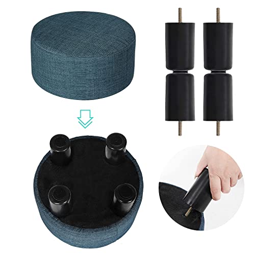 Joveco Small Footstools, Linen Ottomans Round Footrest Stool, Under Desk Upholstered Foot Stools with Plastic Legs, 10" H Mini Ottoman Sofa Stool for Couch, Bedside, Living Room