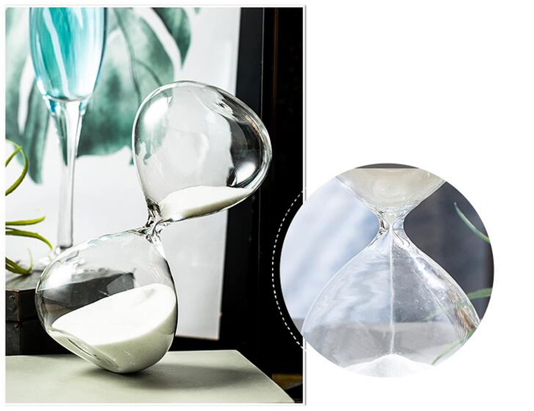Hourglass Timer 5/15/30 Minutes Sand Clock Durable Glass Hourglass Timer for Romantic Mantel Office Desk Decor Birthday Gift Kids Games (5 Minutes, White)