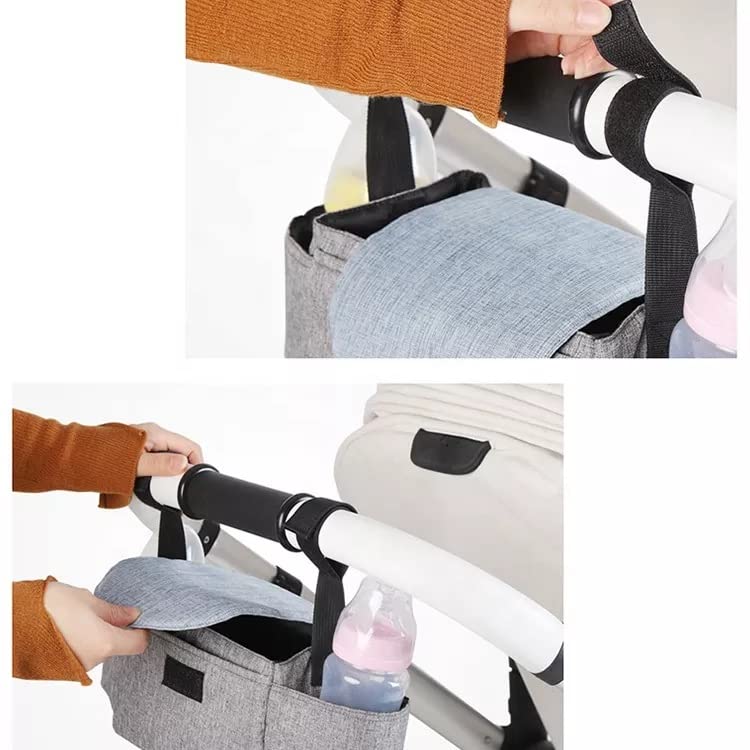 Lei Lei & Co Stroller Caddy Organizer – Baby Stroller Organizer with Protective Pocket, Stroller Phone Holder, Baby Cup Holder, Diaper Holder, & Adjustable Stroller Straps (Black)