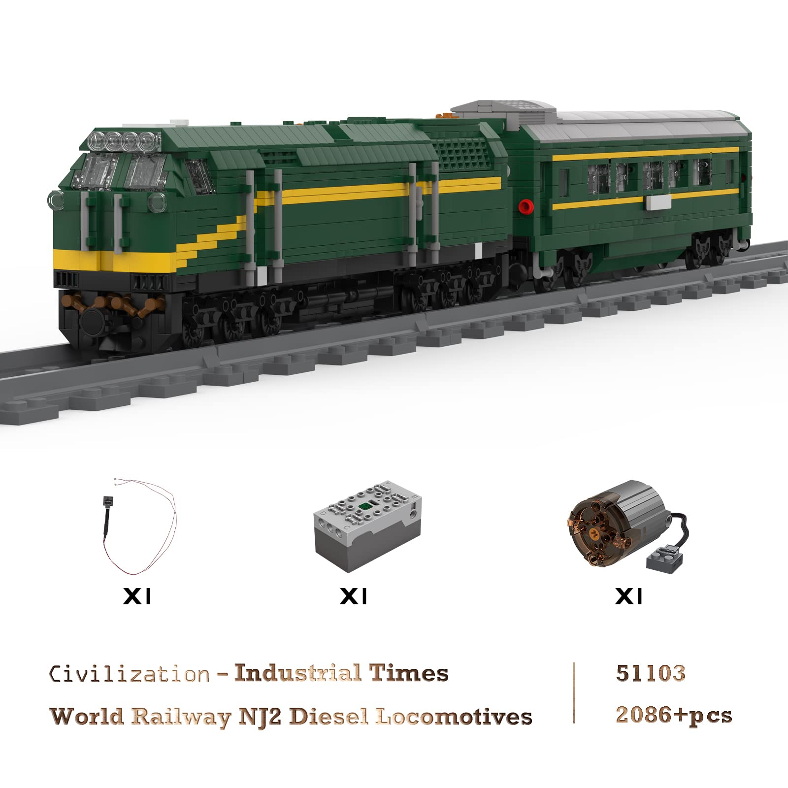 JMBricklayer Remote Control Train Set with Light, Model Train Building Sets with Train Tracks, Creative Gifts for Christmas Birthday, City Train Sets for Adults(2086 Pieces, APP Remote Control)