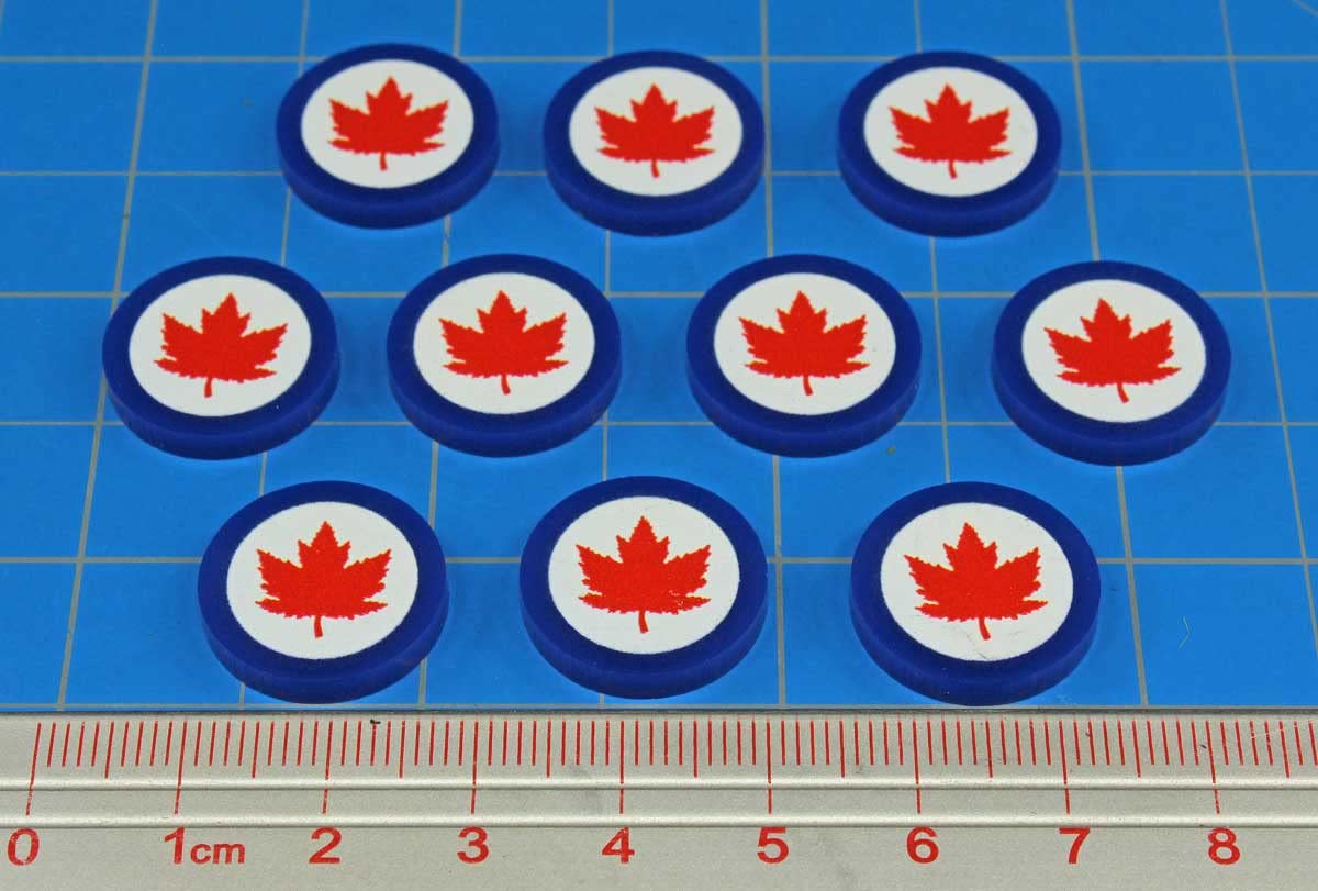 LITKO World War Two Miniature Wargames National Faction Token Game Pieces Compatible with Bolt Action (10) (Royal Canadian Air Force)
