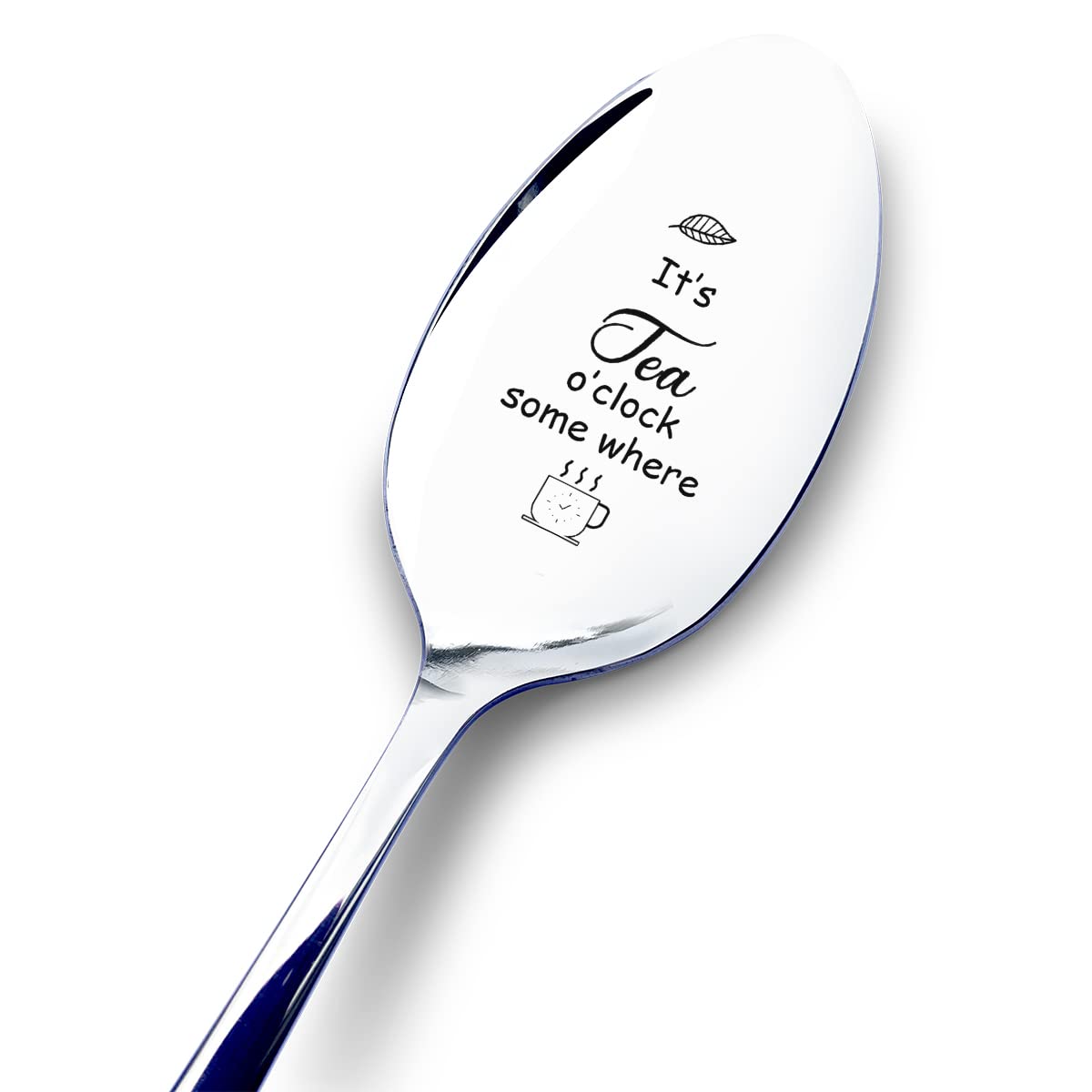 It’s Tea o’clock Some Where Spoon with Gift Box - Funny Tea Lover Teaspoon Gifts - Best Engraved Stainless Steel Tea Spoon for Women Men Best Friends Coworker
