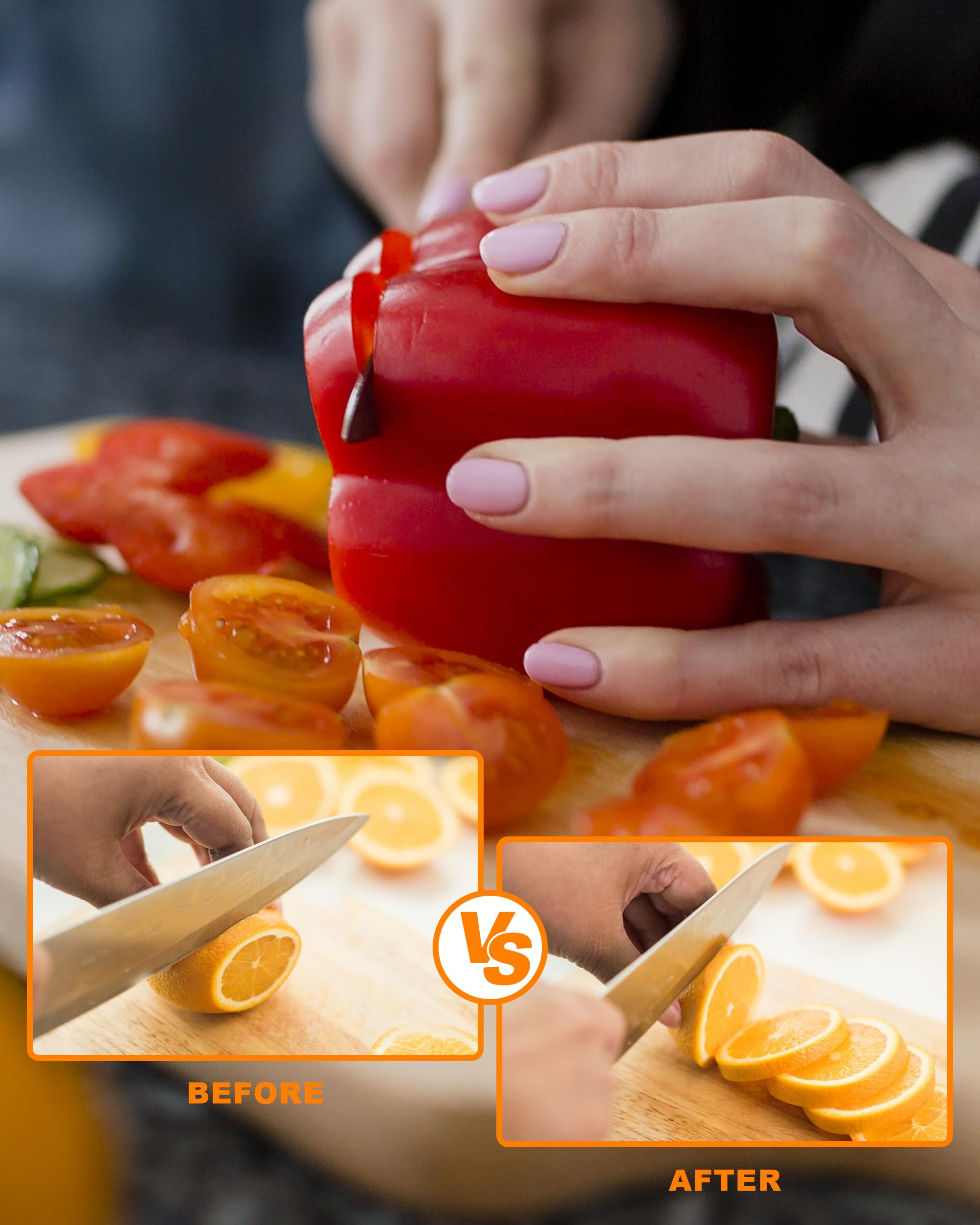 Kitchen Knife Sharpener Tool 6 Adjustable Sharpening Angle 14/16/18/20/22/24° Premium Manual & Handheld Knife Sharpener for Kitchen Knives Pocket Knife Sharpener