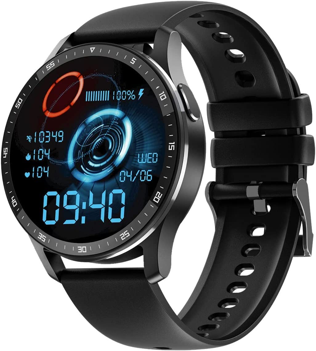 MEGCCR Smartwatch with Wireless Headphones 2-in-1 Watch Earbuds Alloy Ultra-Thin 1.32" IPS Touch Screen IP67 Waterproof Multi-Sport Mode for iOS&Android (Black)