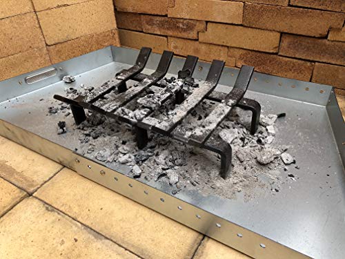 Hi-Flame Fireplace Tray-Expandable/Adjustable Ash Pan with Handles for Up to 30" Fire Place Grate-Nuts and Bolts Included, Sliver Color