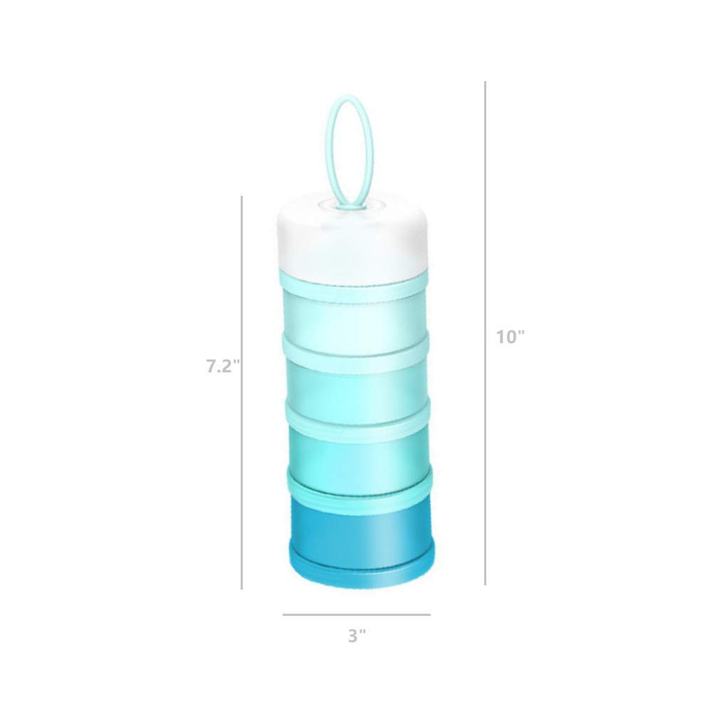 Kaptin Formula Dispenser,Non-Spill Portable Stackable Baby Milk Powder Dispenser,Snack Storage Container,BPA Free,4 Feeds (Blue)