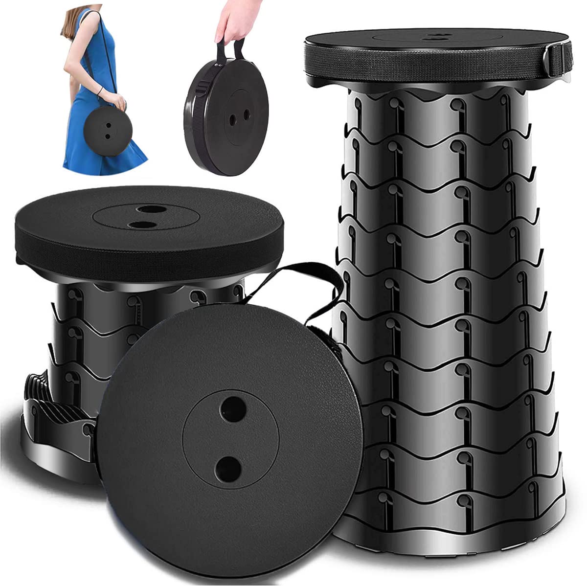 HEIDBER Folding Stools for Adults Portable Telescopic Stool Collapsible Stools Foldable Camping Stool Retractable Stools Chairs for Adults for Outdoor Indoor