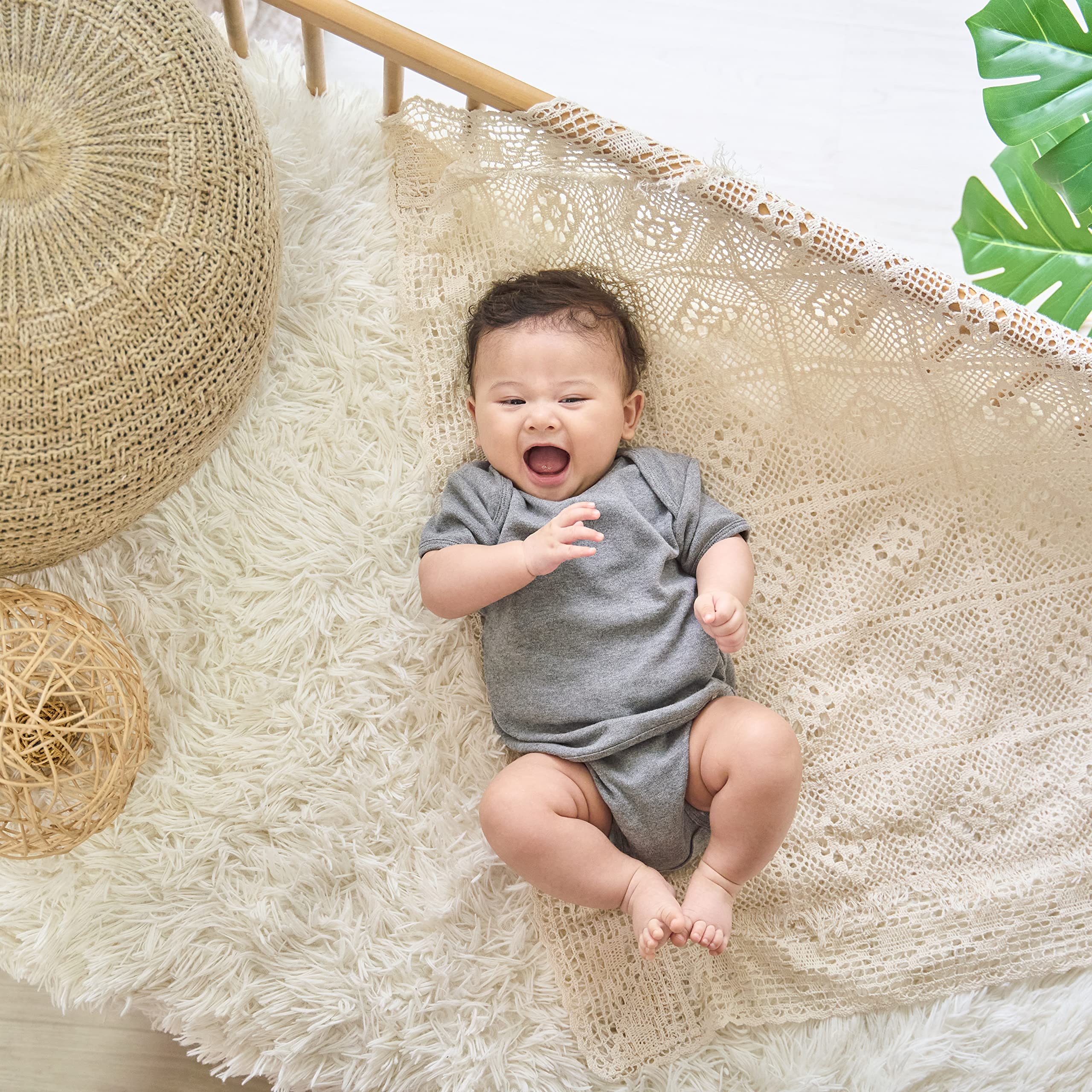 OETEO Organic Cotton Easy-to-Wear No Snaps Baby Bodysuits (Green 4 Piece Set, 3-6 Months)